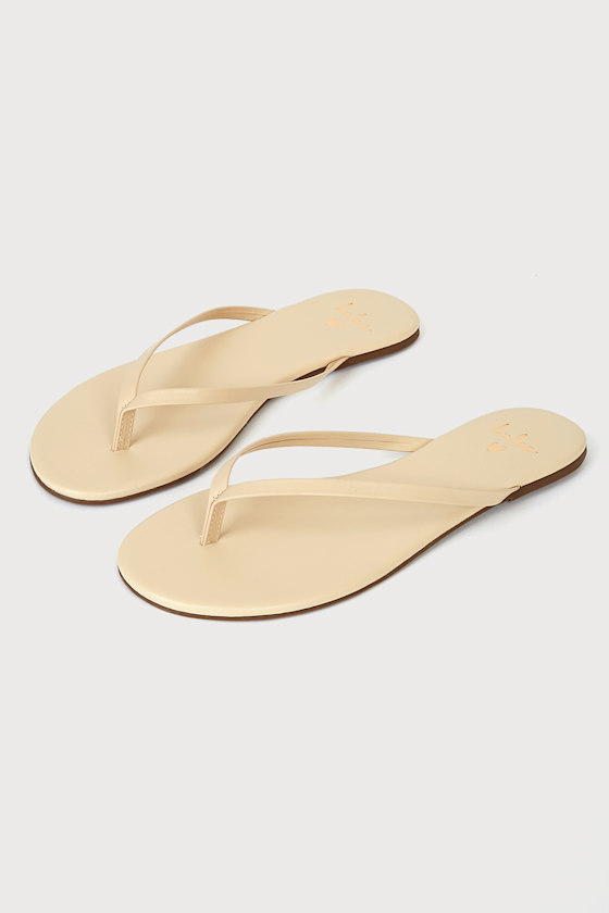 Leather Sandals - Beige Sandals - Flat Sandals - Flip Flops - Lulus