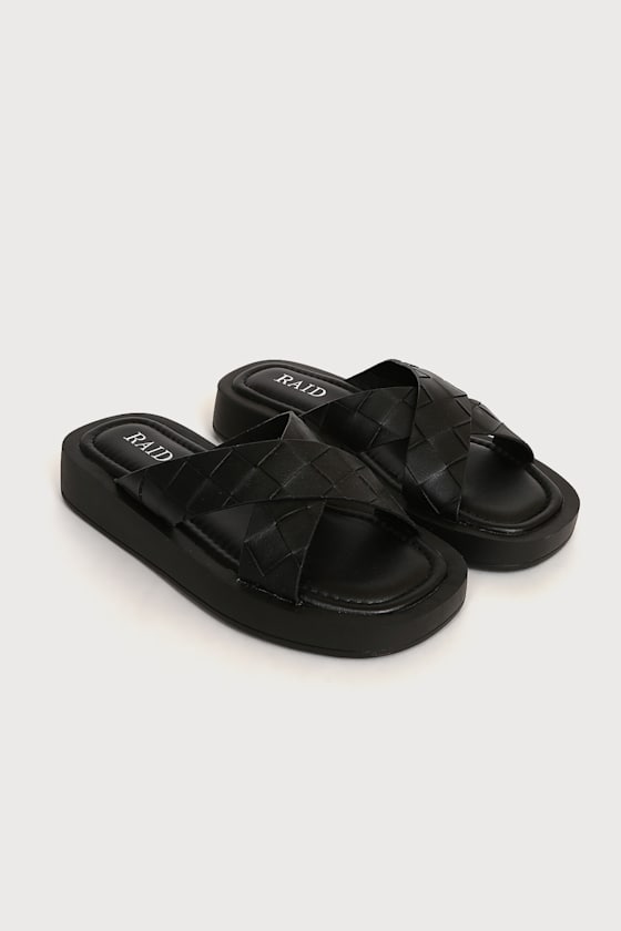 Raid Andina Black Slides - Black Slide Sandals - Flatform Sandals - Lulus