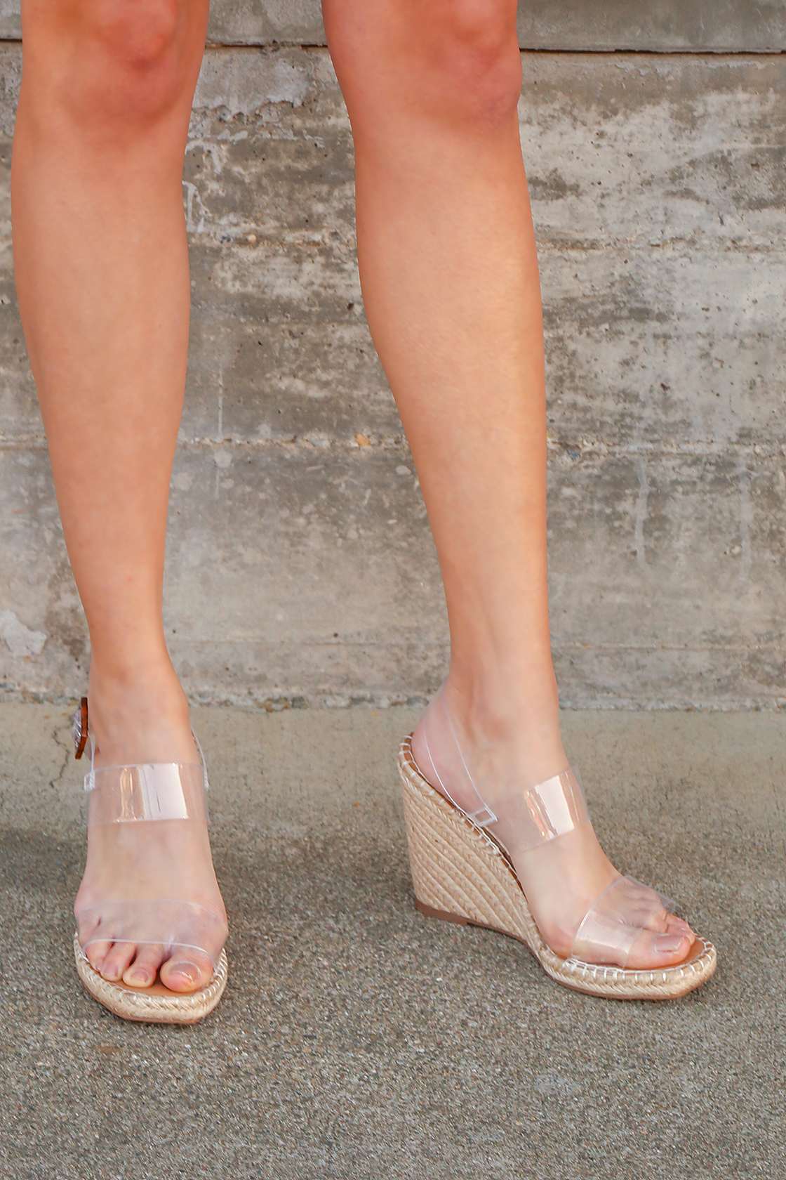 Steve Madden Uri - Clear Vinyl Wedge - Espadrille Wedge Sandals - Lulus