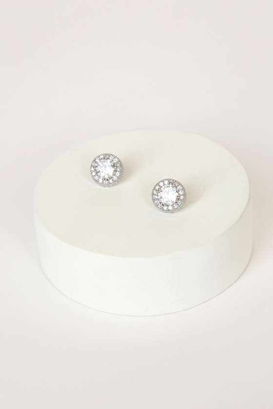 Silver Rhinestone Earrings - Rhinestone Stud Earrings - Studs - Lulus