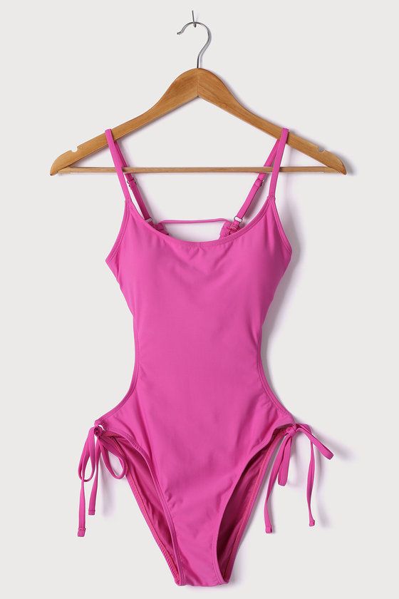 Hot Pink Swimsuit One Piece Swimsuit Backless One Piece Lulus