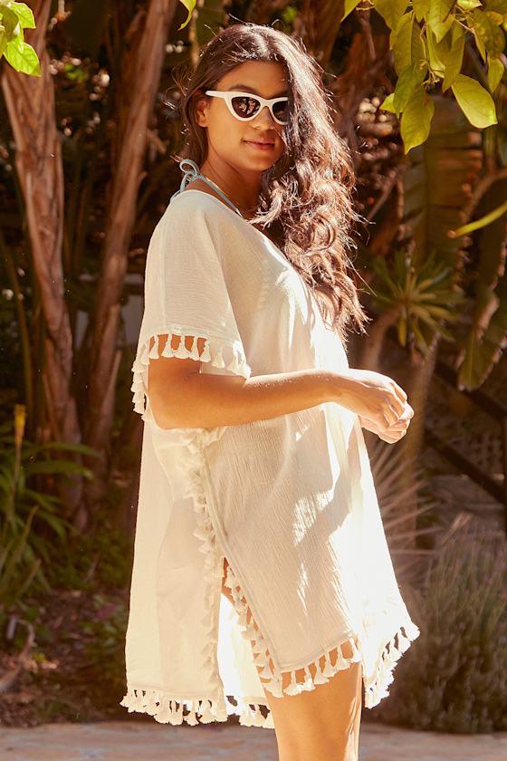 White Cover-Up - Black Kaftan Cover-Up - Swim Cover-Up - Lulus