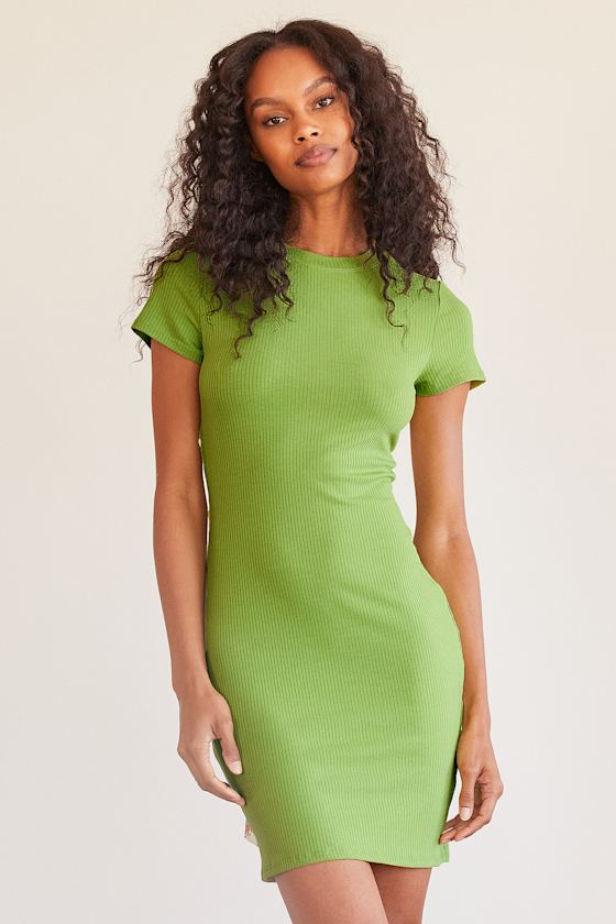 Lime Green Mini Dress - Tie-Back Dress - Short Sleeve Dress - Lulus
