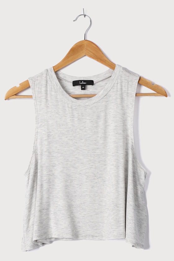 Heather Grey Muscle Tee - Basic Sleeveless Top - Muscle Tank - Lulus