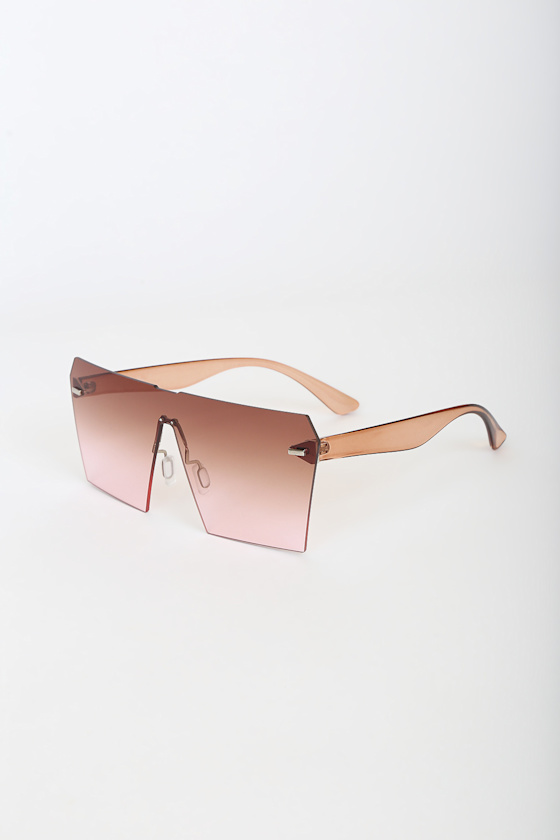 Champagne Sunglasses - Oversized Sunnies - Rimless Square Sunnies - Lulus