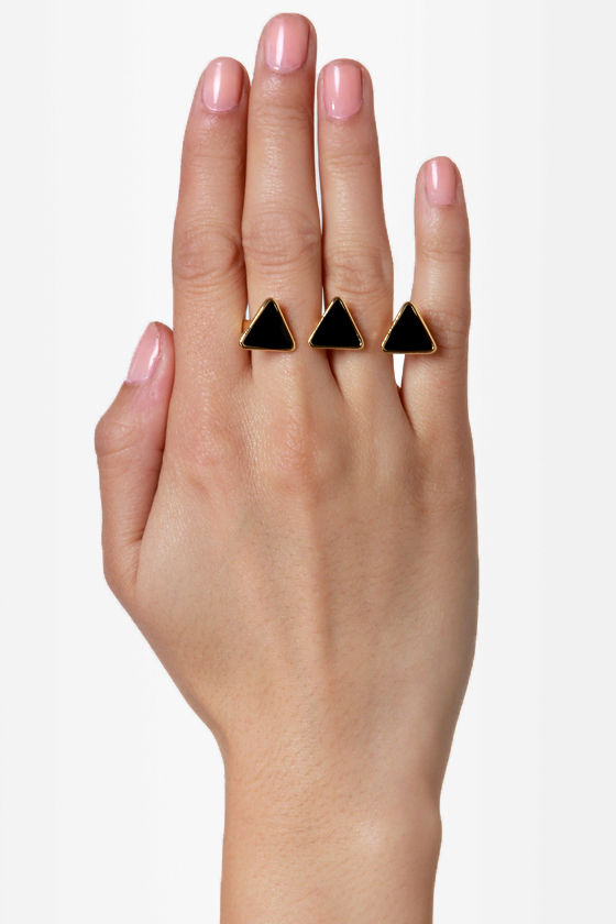 Cool Two Finger Ring - Black Ring - Triangle Ring - $13.00 - Lulus