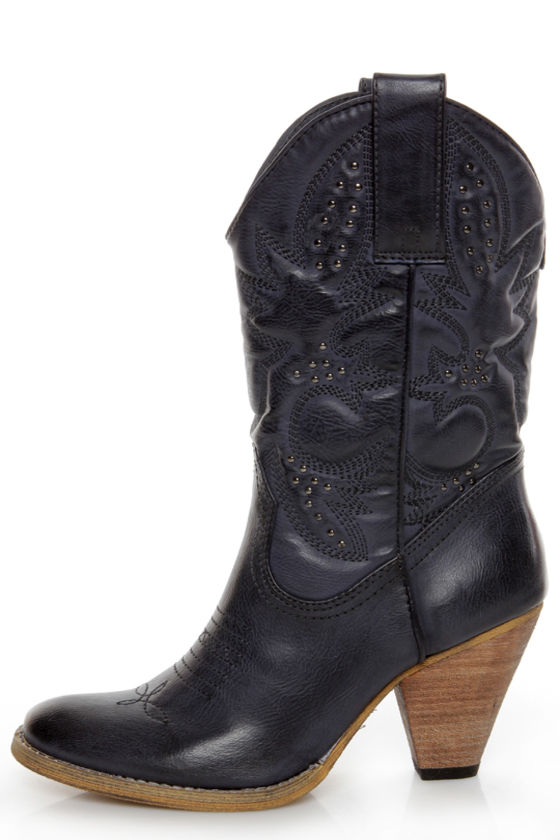 Very Volatile Denver Ink Blue Embroidered Cowboy Boots - $78.00 - Lulus