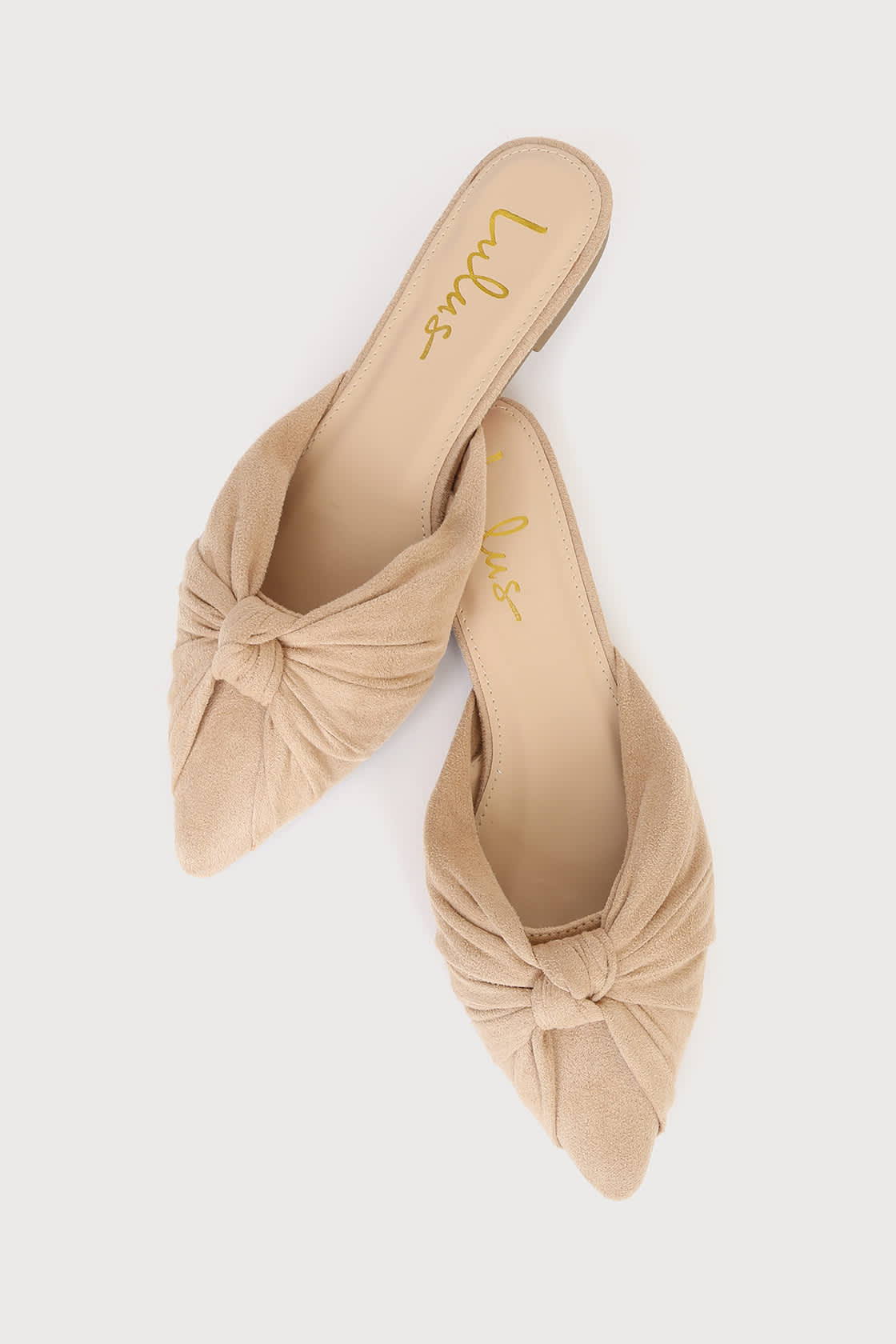 Beige Mules - Pointed-Toe Shoes - Suede Mules - Knotted Flats - Lulus