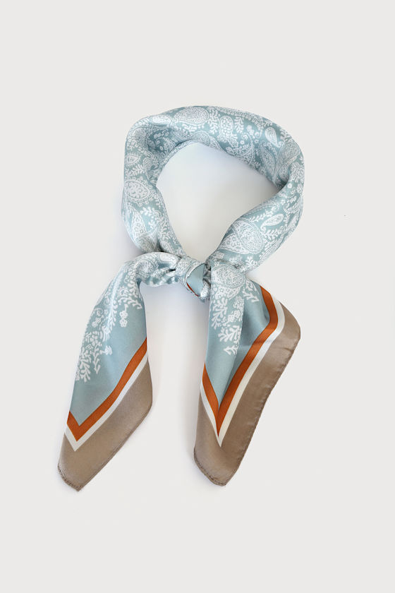Sage Blue Scarf - Paisley Print Scarf - Handkerchief Scarf - Lulus