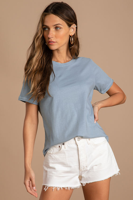 Prince Peter High Tri Blend Tee - Dusty Blue Tee - Women's Tops - Lulus