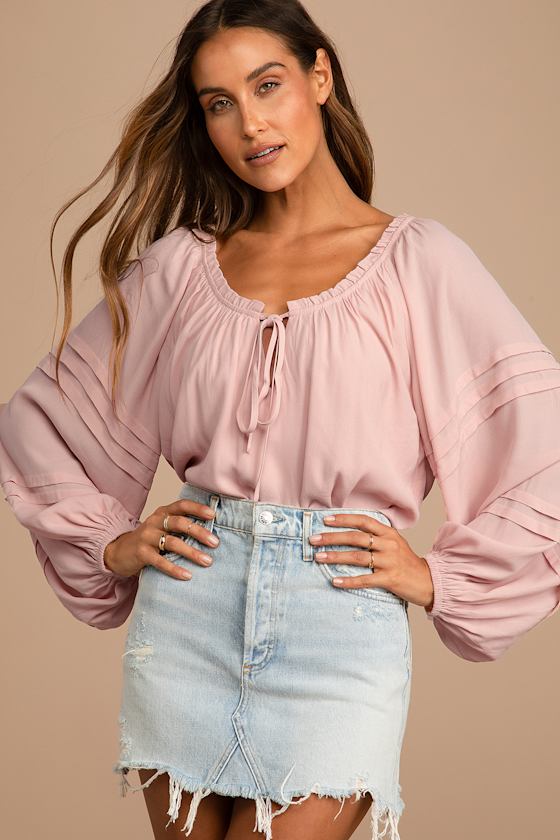 Blush Pink Bodysuit - Long Sleeve Bodysuit - Ruffled Bodysuit - Lulus