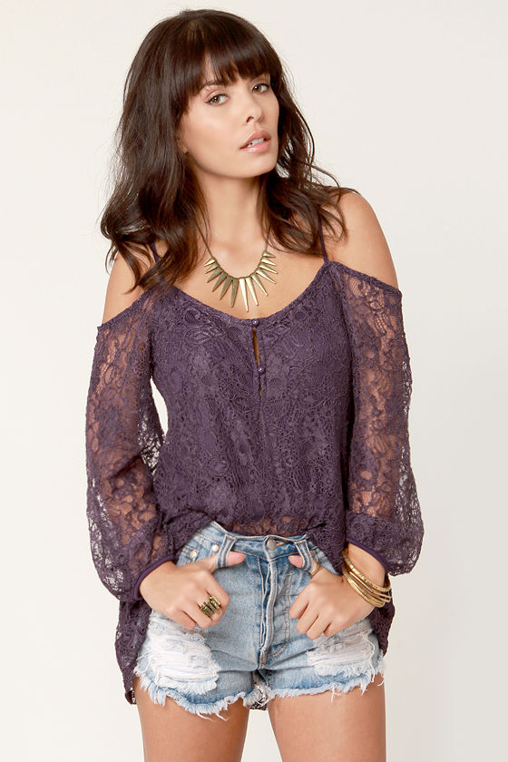 Pretty Off-the-Shoulder Tunic - Purple Top - Lace Top - $46.50 - Lulus