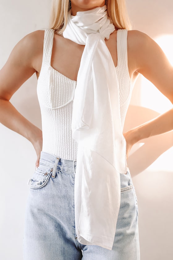 White Silk Scarf - Silk Shawl - Neck Scarf - Genuine Silk Scarf - Lulus