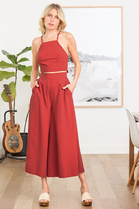 Rust Red Crop Top - Tie-Back Crop Top - Women's Tops - Lulus