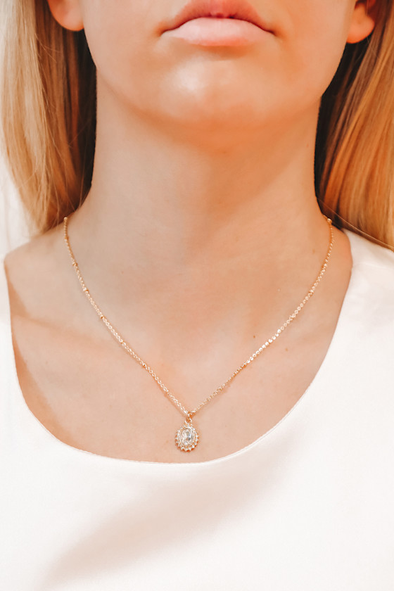 Gold Necklace - Rhinestone Necklace - Cubic Zirconia Necklace - Lulus
