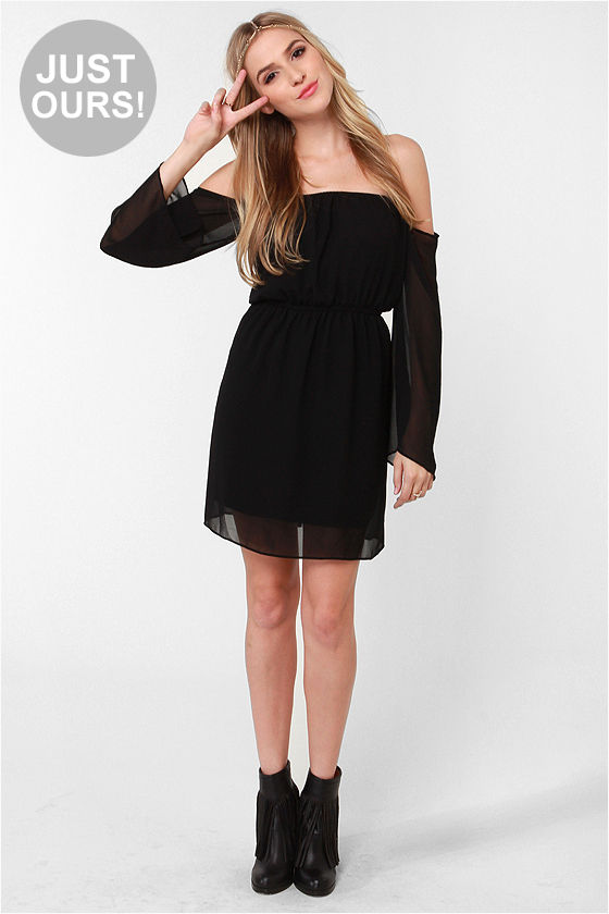 Cute Off-the-Shoulder Dress - Black Dress - $42.00 - Lulus