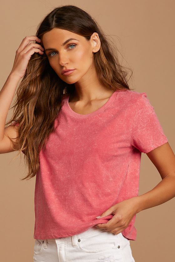 Washed Rust Tee - Rust T-Shirt - Women's Tops - Mineral Wash - Lulus