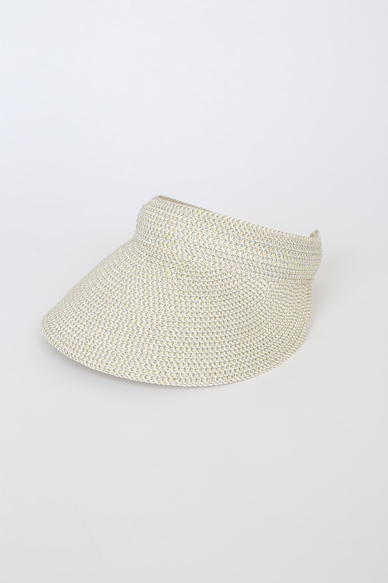 Beige Straw Visor - Silver Glitter Visor - Women's Visor Hat - Lulus