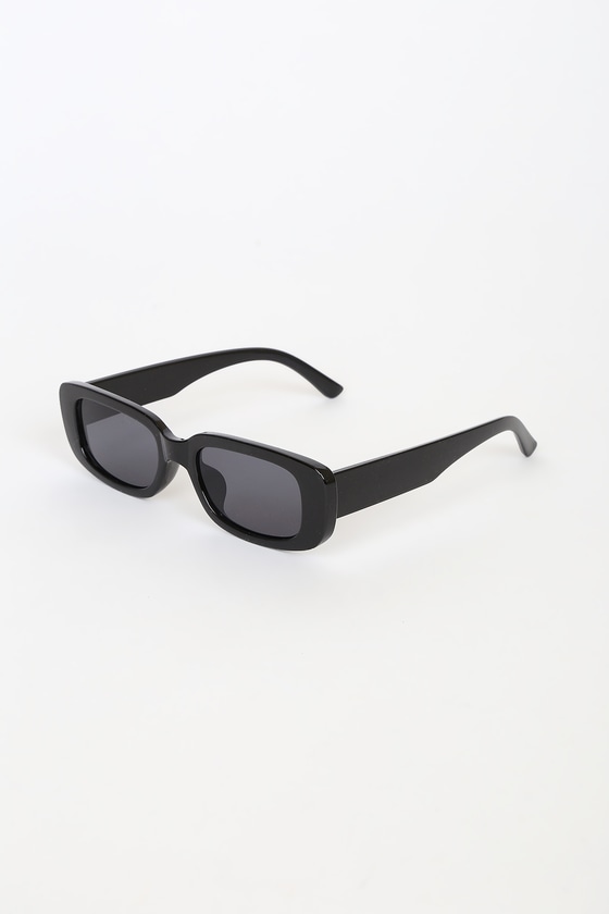Black Sunglasses Rectangle Sunglasses Black Sunnies Lulus