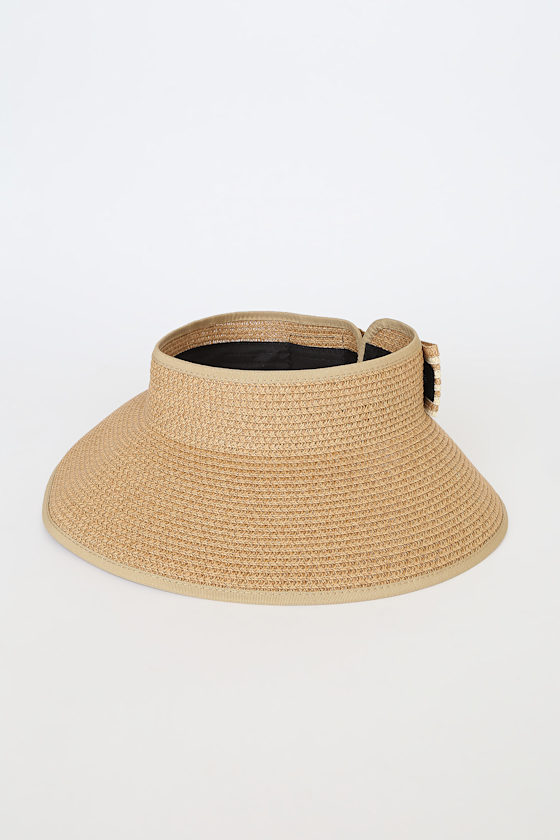 Tan Straw Visor - Bow Visor - Sun Hats - Women's Visor Hat - Lulus