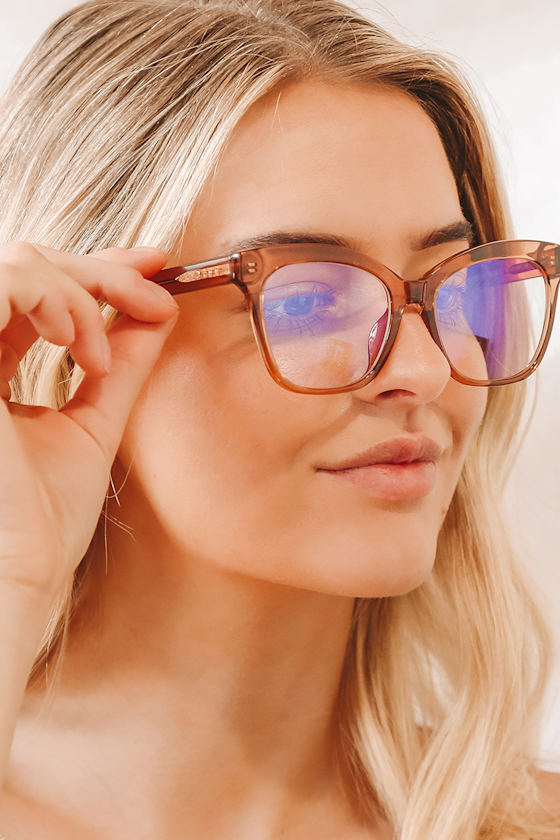 DIFF Eyewear Winston Dune Crystal - Blue Light Glasses - Glasses - Lulus