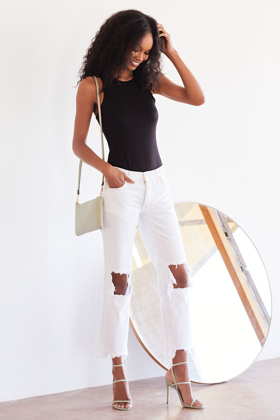 Black Sleeveless Bodysuit - Racerback Bodysuit - Crew Neck Top - Lulus