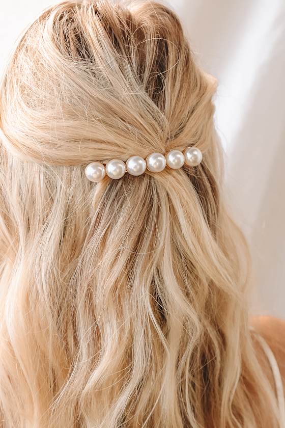 Pearl Hair Clip - Gold Pearl Hair Clip - Pearl Barrette - Lulus