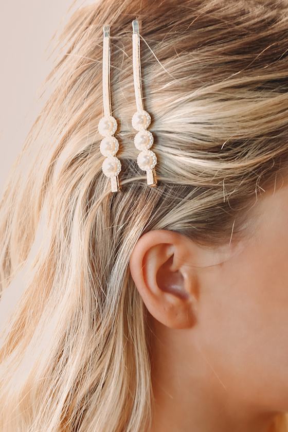 Gold Hair Pin Set - Faux Pearl Hair Pin Set - Bobby Pin Set - Lulus