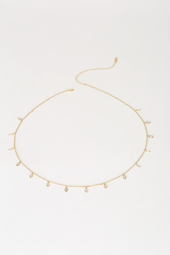 Gold Body Chain - Rhinestone Body Chain - 18KT Gold Waist Chain - Lulus