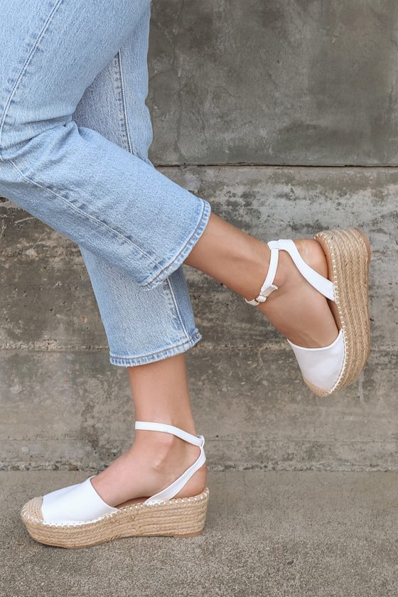 Cute White Espadrilles - Flatform Shoes - Flat Espadrilles - Lulus