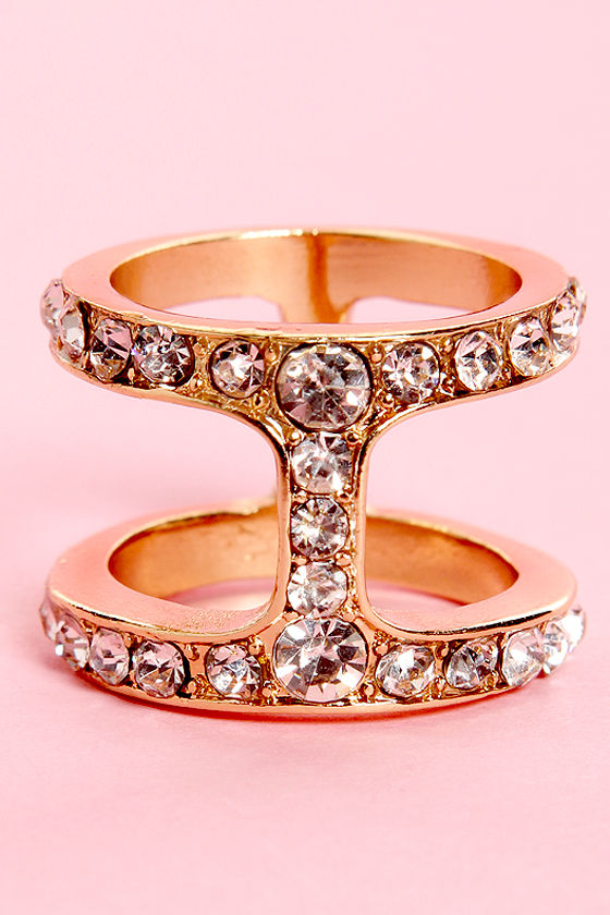 Pretty Rhinestone Ring - Gold Ring - Cocktail Ring - $11.00 - Lulus