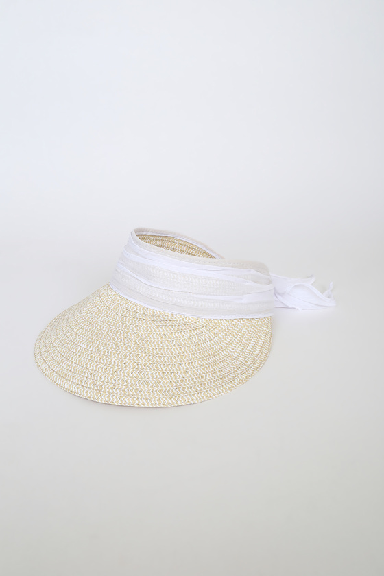 White Visor - White Straw Visor - Bow Visor - Women's Visors - Lulus