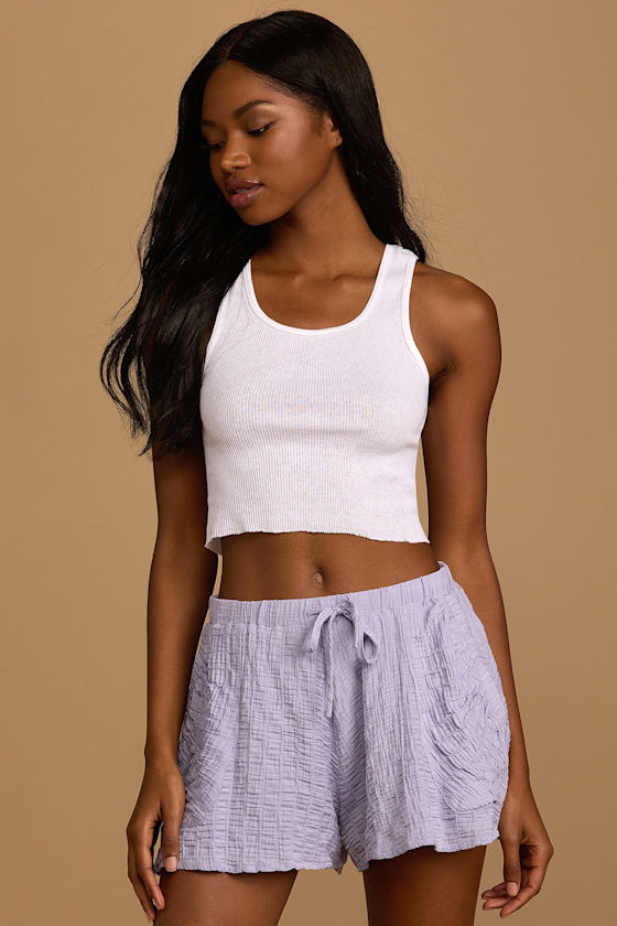 Lilac Shorts - Drawstring Shorts - Crinkle Woven Shorts - Lulus