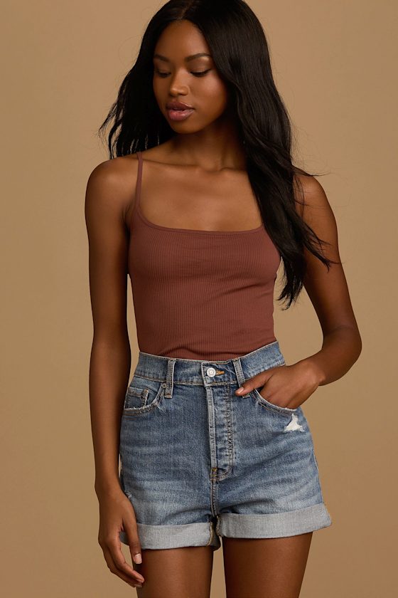 Medium Wash Denim Shorts - High Rise Mom Shorts - Cuffed Shorts - Lulus