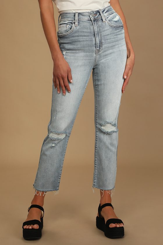 Eunina Ally - Light Wash Jeans - High Rise Jeans - Cropped Jeans - Lulus