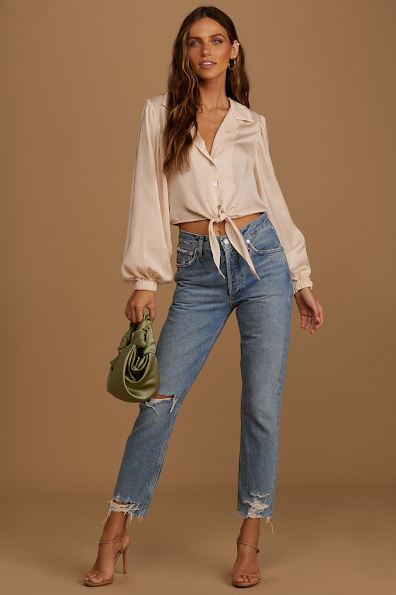 Ivory Top - Satin Top - Women's Tops - Satin Blouse - Lulus