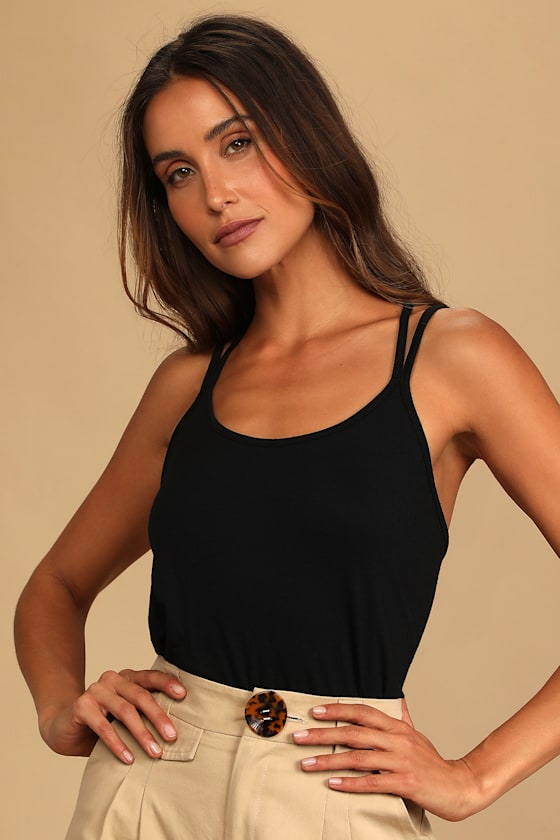 Black Tank Top - Strappy Back Tank Top - Strappy Cami Top - Lulus