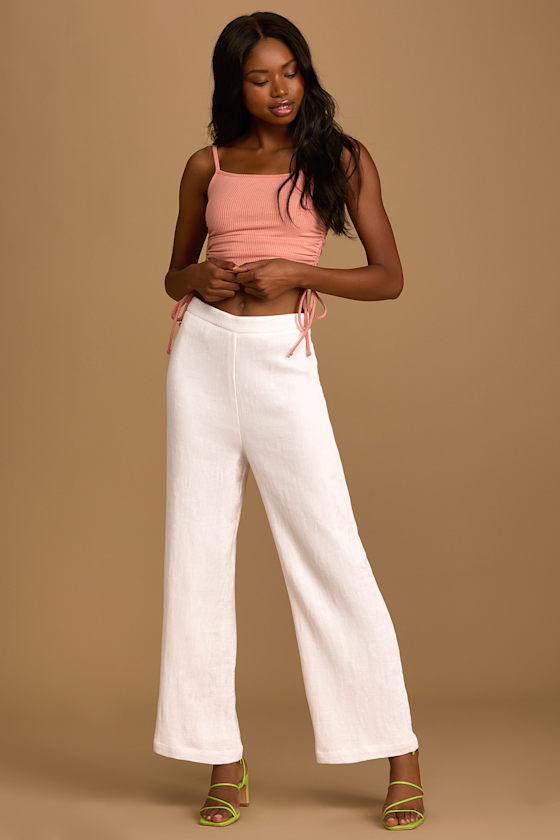 Rose Pink Ribbed Tank Top - Drawstring Ruched Tank - Tank Top - Lulus
