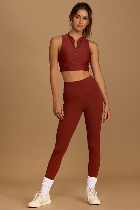 Rust Leggings - High Waisted Leggings - 7/8s Length Leggings - Lulus
