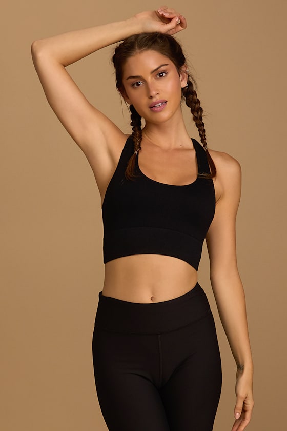 Basic Black Sports Bra - Low Impact Sports Bra - Seamless Bra - Lulus