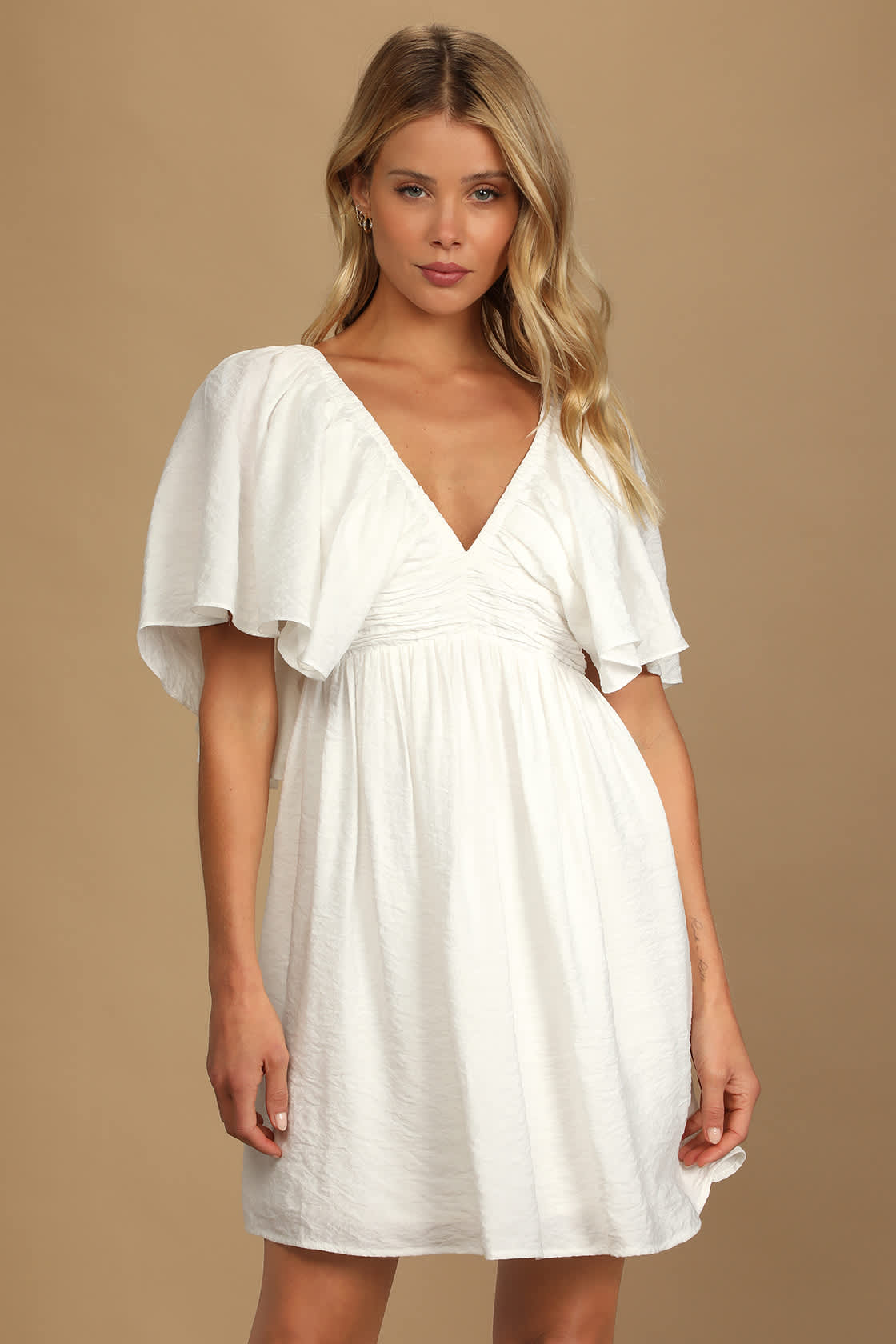 White Mini Dress - Short Sleeve Dress - Textured Mini Dress - Lulus