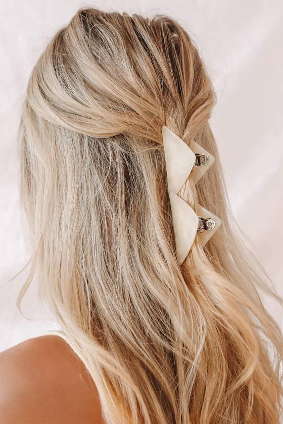 White Resin Hair Clip - Claw Hair Clips - Hair Clip Set - Lulus