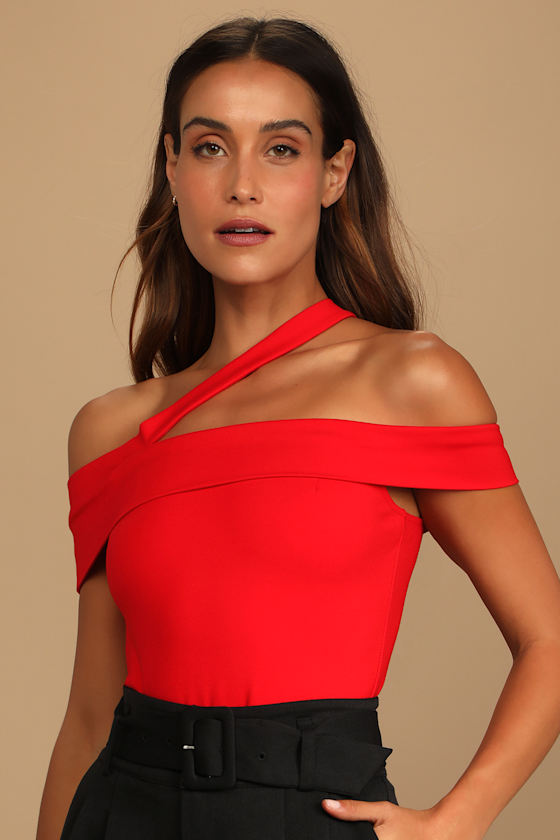 Red Bodysuit - Off-the-Shoulder Bodysuit - Women's Tops - Lulus