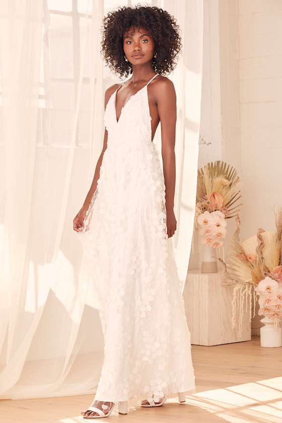 White Embroidered Maxi Dress - Embroidered Gown - Floral Dress - Lulus