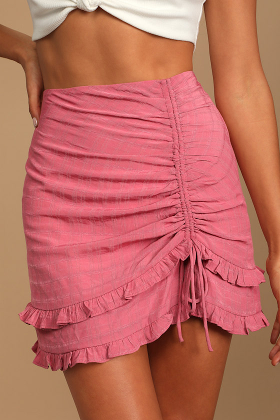 Pink Mini Skirt - Ruffled Mini Skirt - Ruched Mini Skirt - Lulus