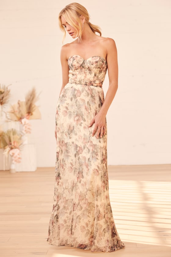 Ivory Multi Maxi Dress Floral Print Dress Organza Maxi Dress Lulus