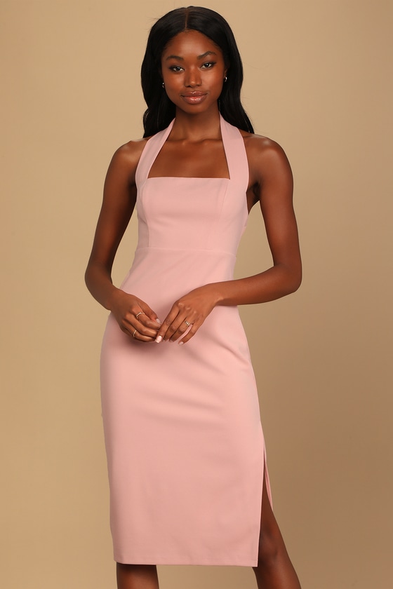 Blush Pink Midi Dress Bodycon Dress Knit Bodycon Dress Lulus