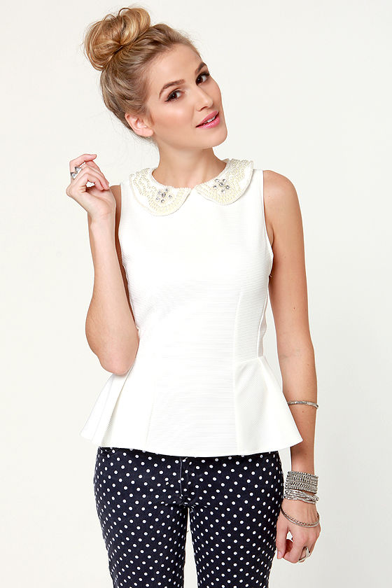 Pretty Ivory Top - Beaded Top - Pearl Top - $39.00 - Lulus