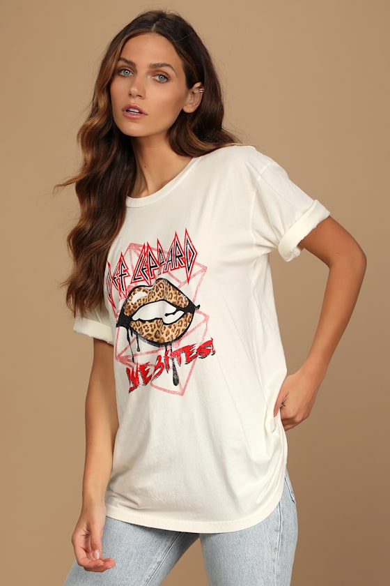 Retro Brand Def Leppard Tee - Graphic Tee - Oversized T-Shirt - Lulus