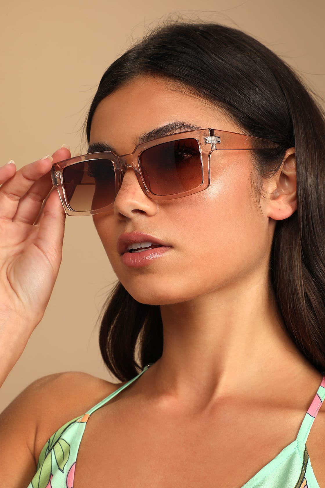 Light Brown Sunglasses Rectangle Sunglasses Sunnies Lulus